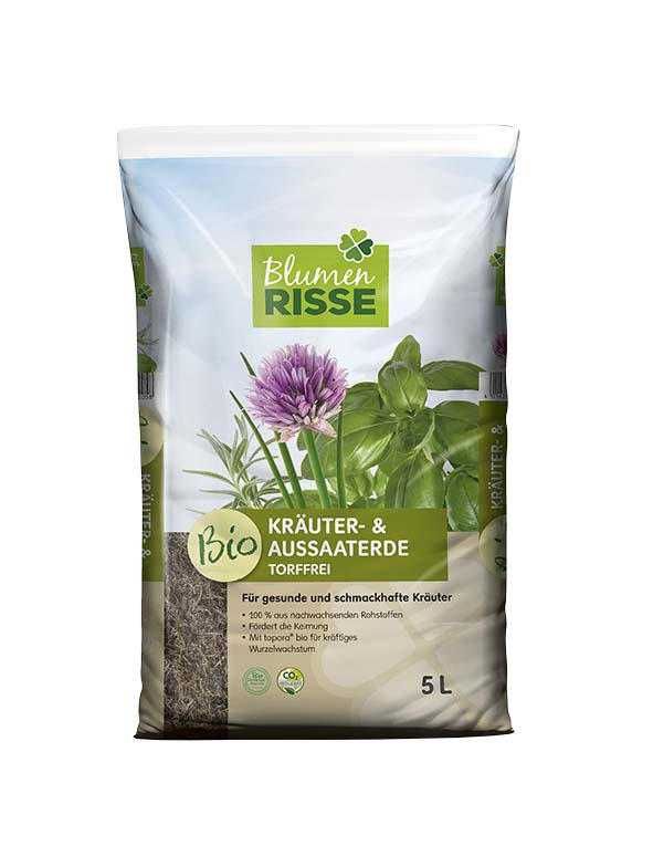 BLUMEN RISSE Bio-Kräuter-& Aussaaterde, torffrei, 5 L - Anzucht ...