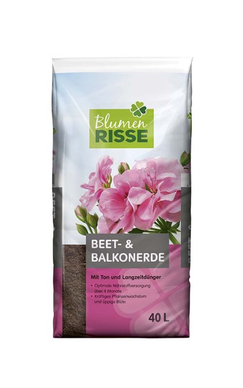 BLUMEN RISSE Beet-& Balkonerde, 40 L - Mediterrane Pflanzen - Blumen Risse